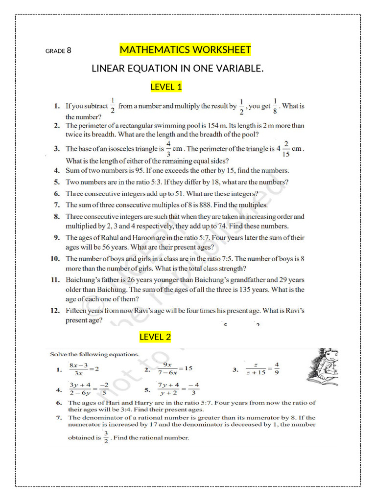 Grade 8 Mathematics Worksheet | PDF