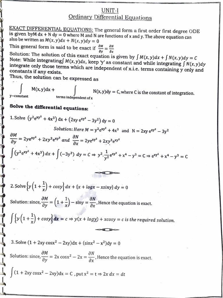 Exact and Non Exact Equations | PDF | Mathematical Analysis | Mathematics