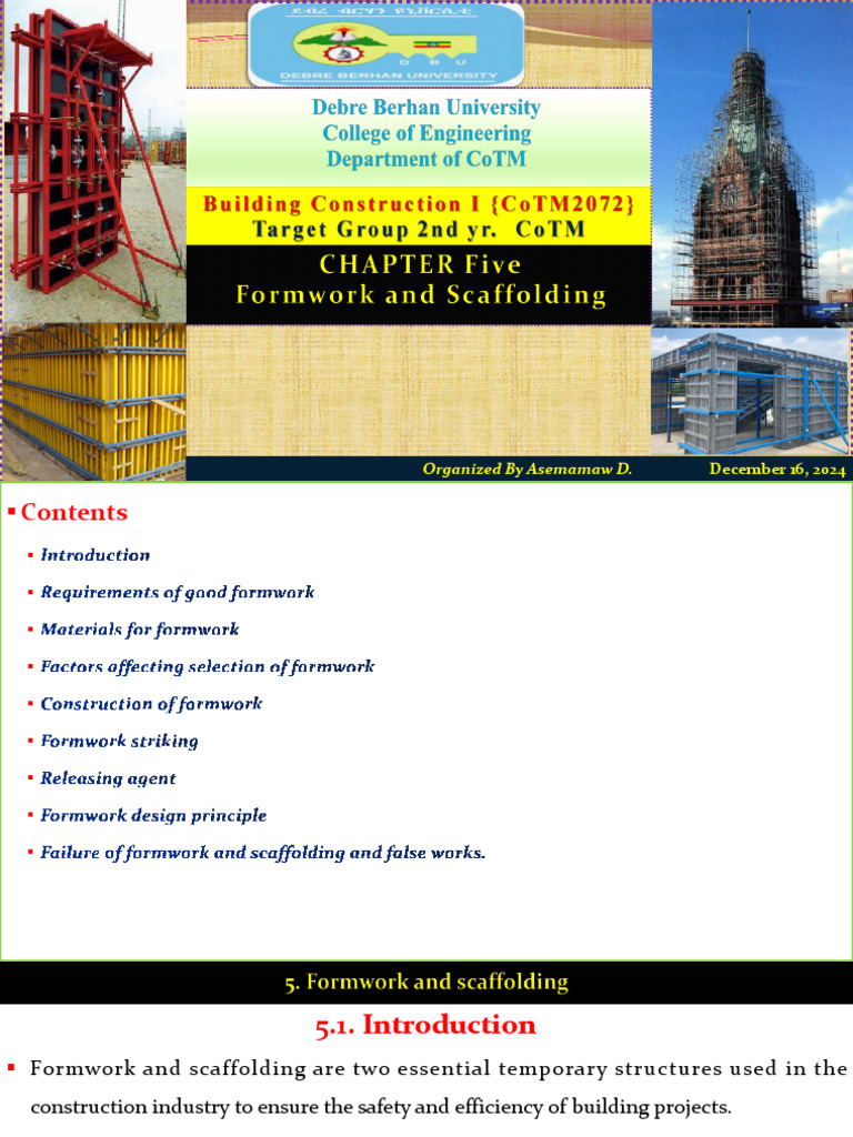 DA Building I 2017 Chap5 | PDF | Scaffolding | Concrete