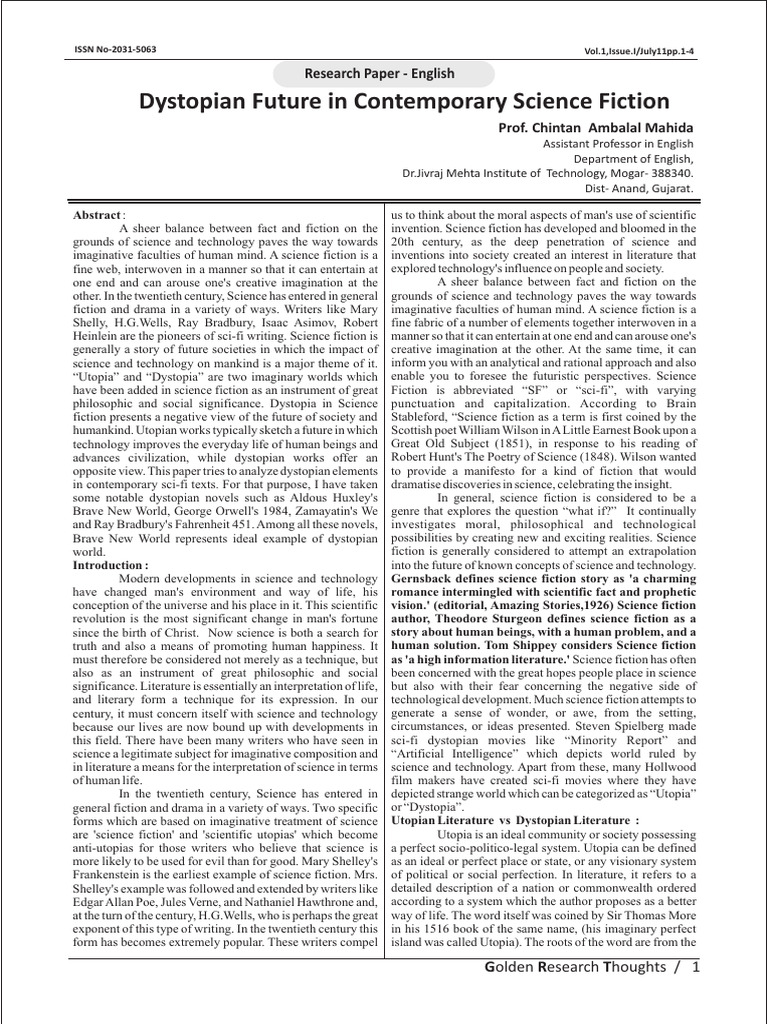 Dystopian Futures in Sci-Fi Literature | PDF | Dystopia | Utopian And ...