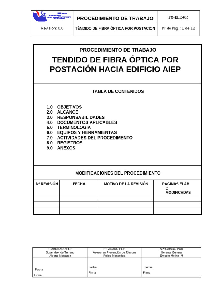 Procedimiento Trabajo en Postacion Aiep | PDF | Cuerda