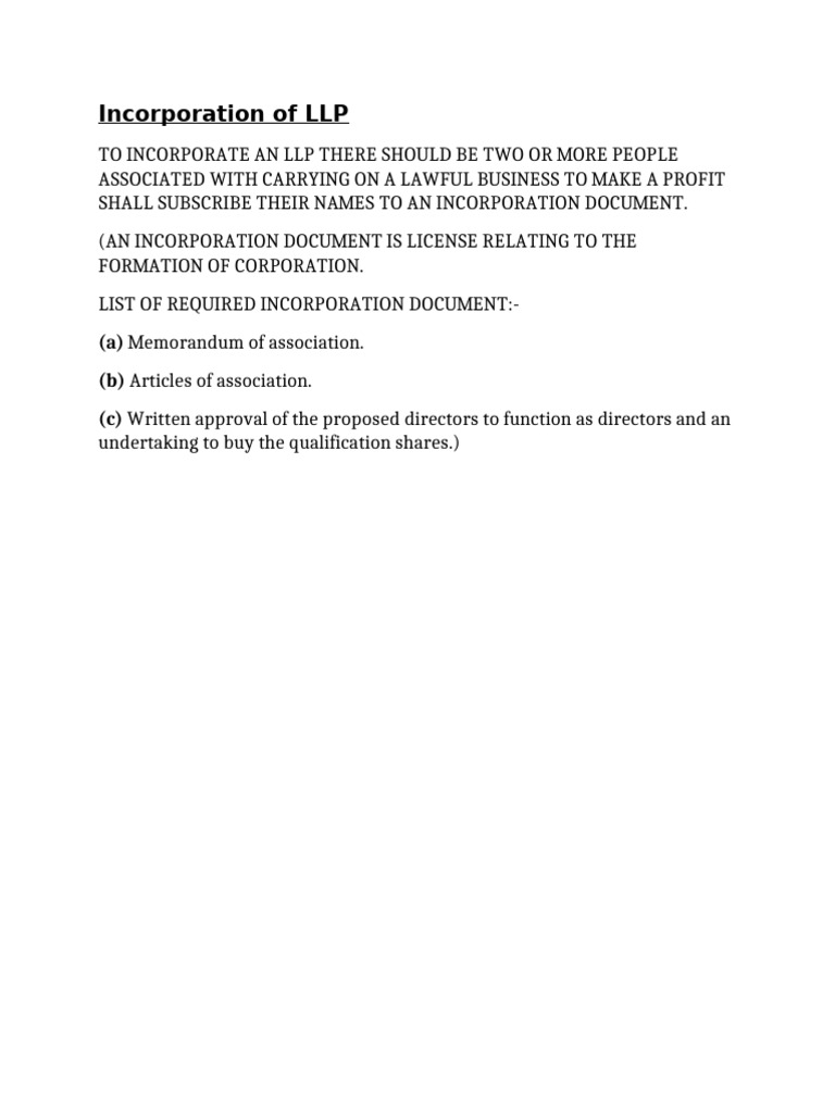 Incorporation of LLP | PDF