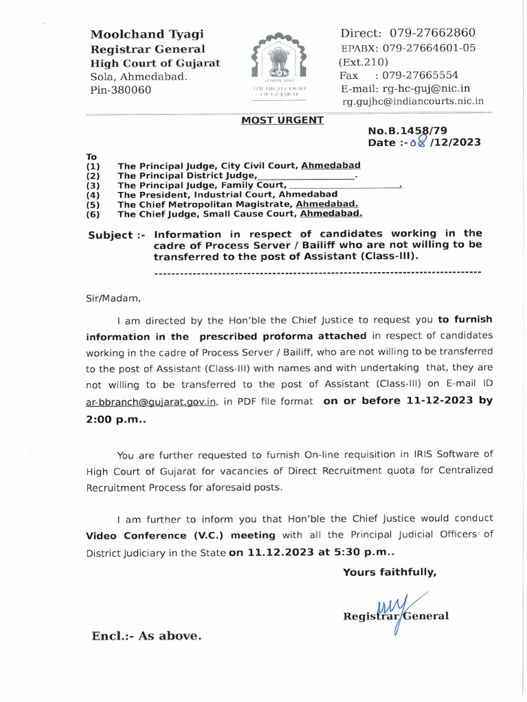 Bailiff - Unwillingness Letter | PDF