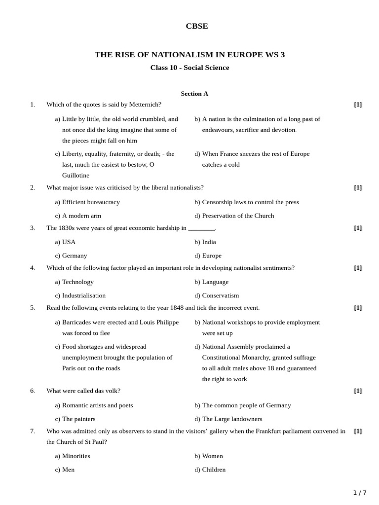 The Rise of Nationalism in Europe WS 3 (the Age of Revolutions 1830 ...