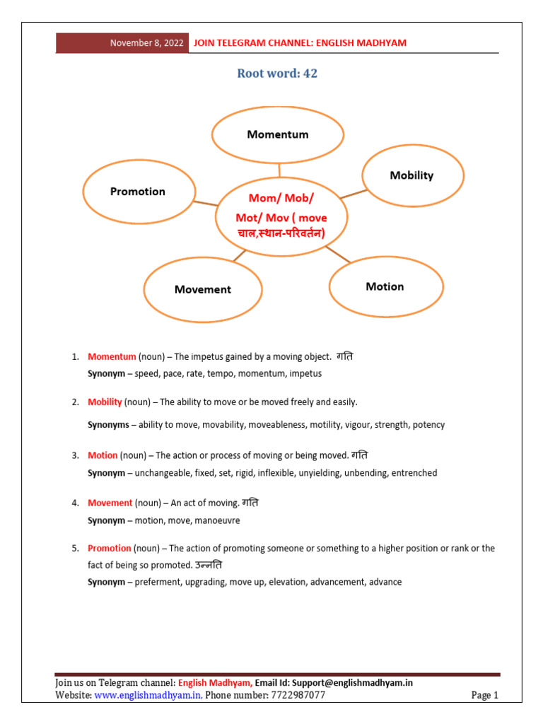 English Vocabulary: Movement & Synonyms | PDF