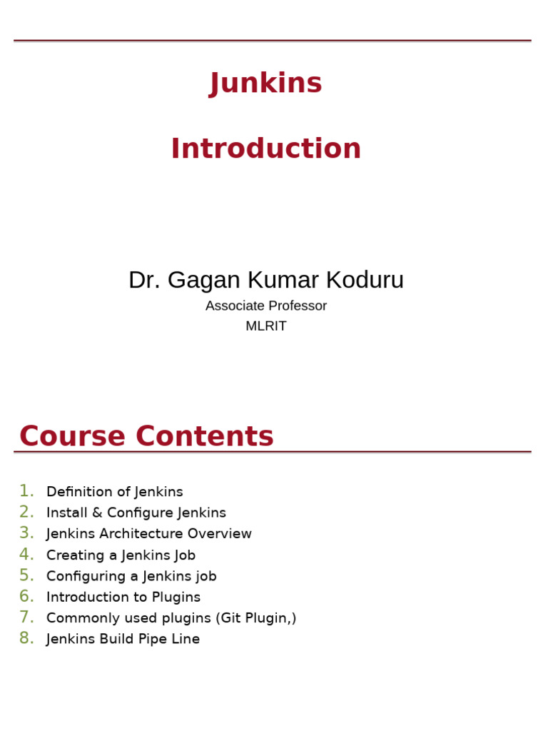 CND - Jenkins - Introduction - Unit-III-II | PDF | Systems Architecture ...