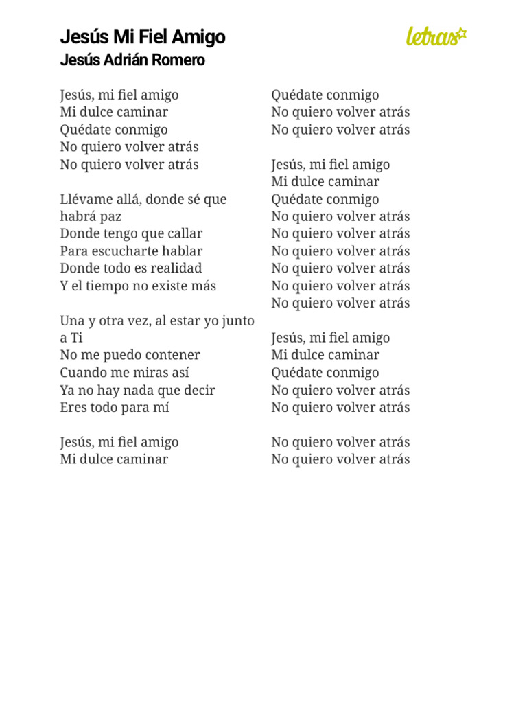 Jesús Mi Fiel Amigo - Jesús Adrián Romero (Print) | PDF