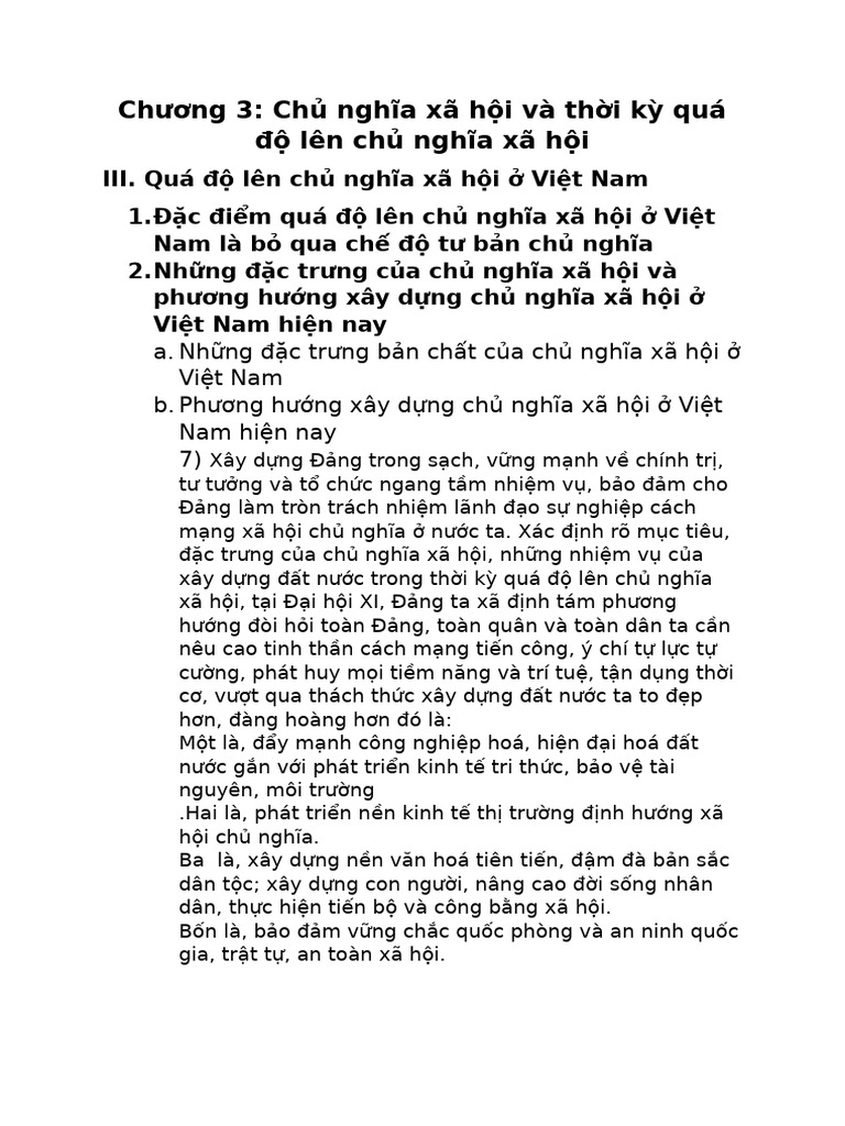 CNXH CHƯƠNG 3 PHƯƠNG HƯỚNG 7 | PDF