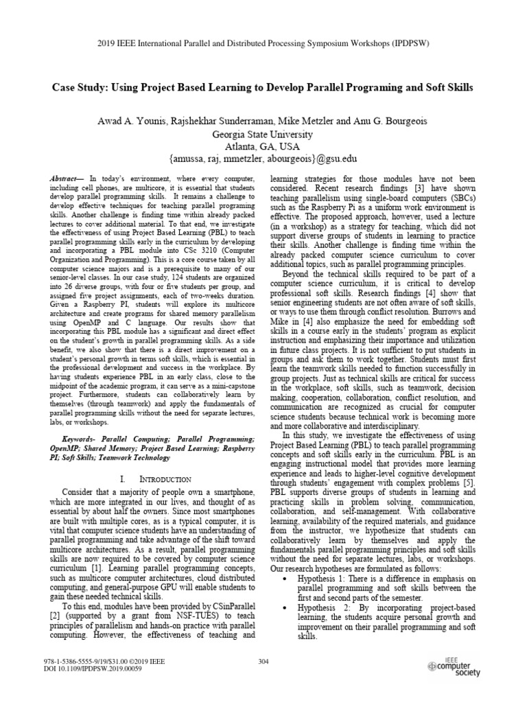 Case Study Using Project Based Learning to Develop Parallel Programing and Soft Skills | PDF ...