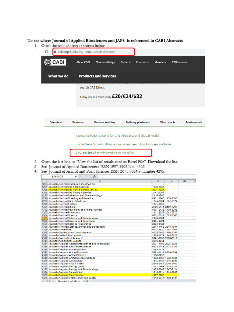 JABs and JAPS in CABI Abstracts | PDF
