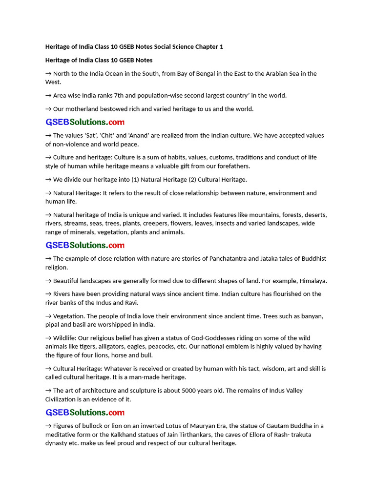 Class 10 Heritage of India GSEB Notes | PDF | Ashoka