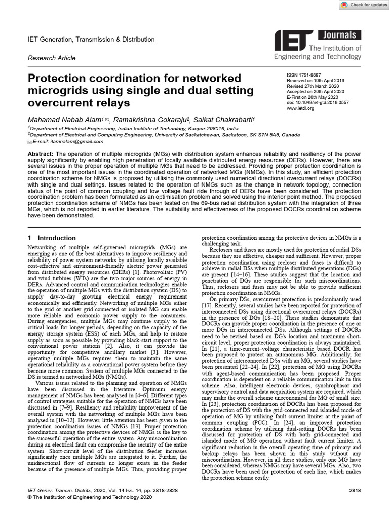 Protection Coordination For Networked Microgrids Using Single And Dual