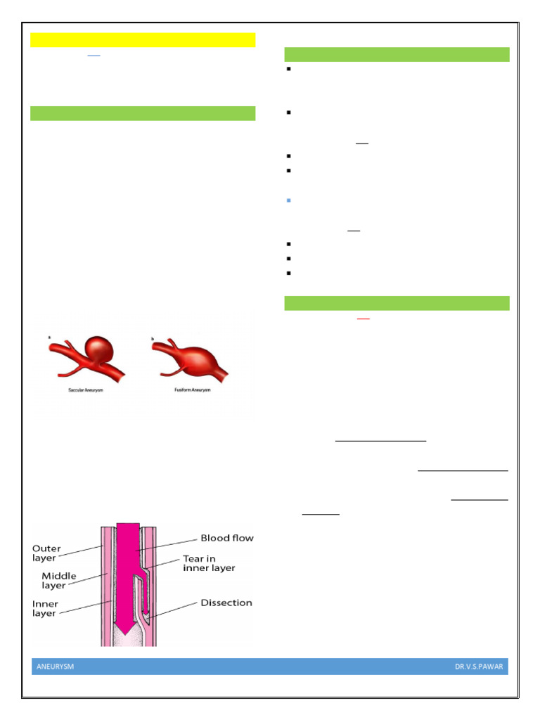 ANEURYSM | PDF | Angiology | Cardiovascular System