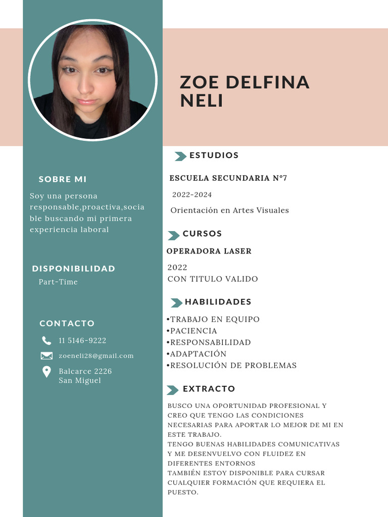 CV Zoe Delfina Neli PDF | PDF