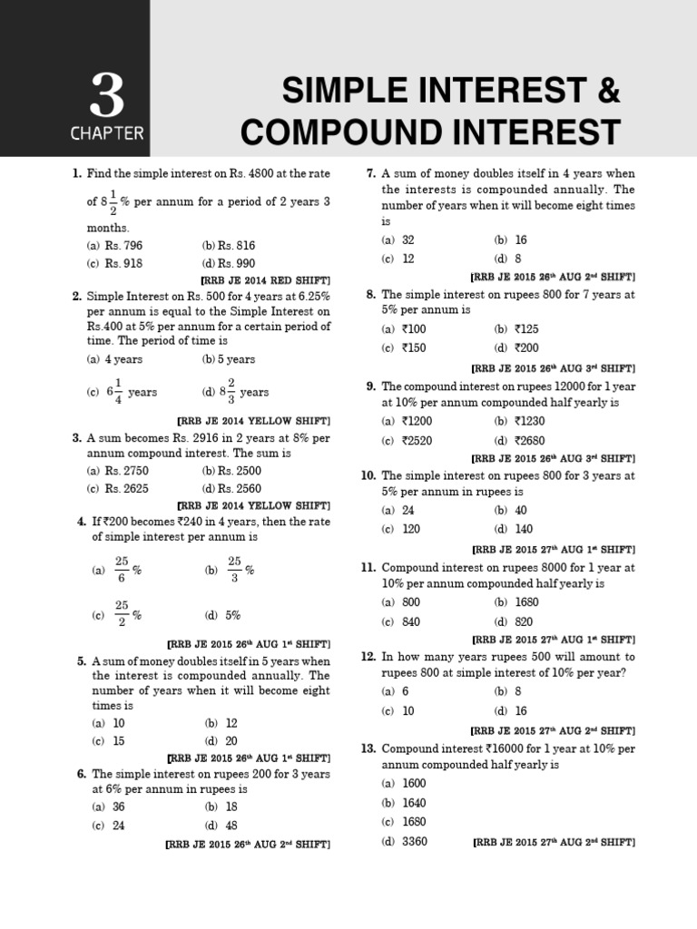Simple Interest and Compound Interest | PDF | Interest | Compound Interest