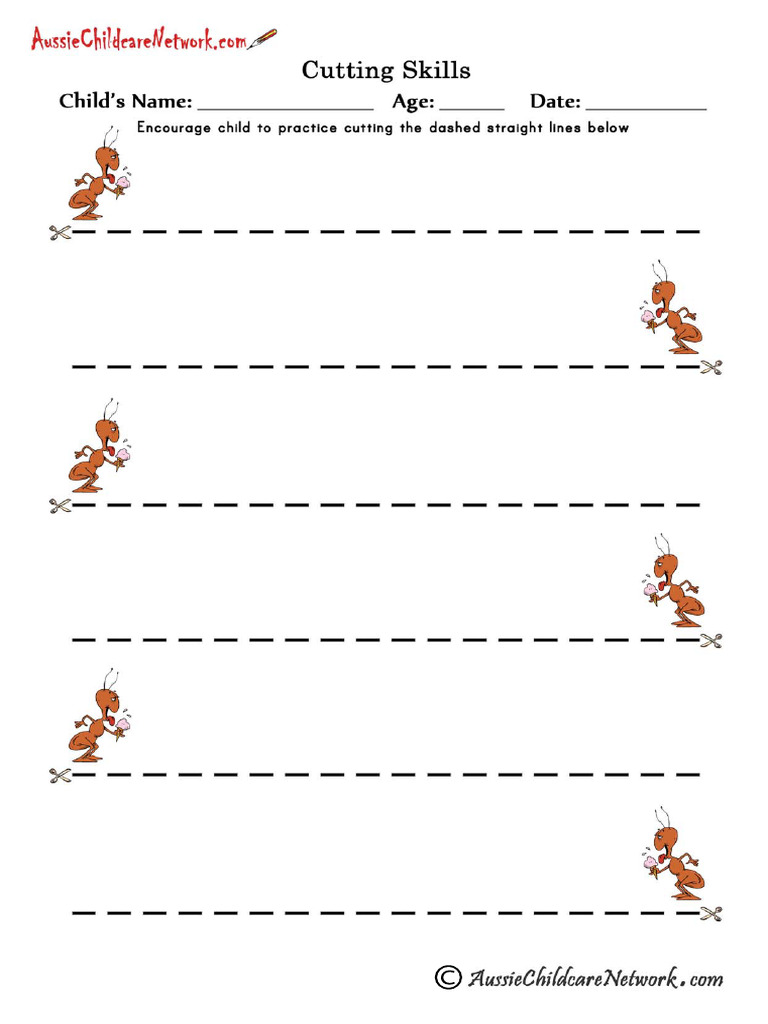 Cutting Straight Lines Worksheet 2 | PDF