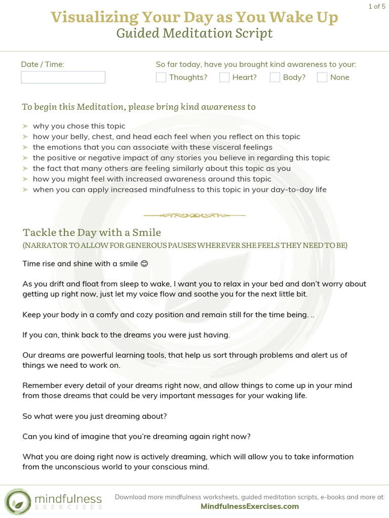 Visualizing-Your-Day-as-You-Wake-Up-Guided-Meditation-Script-MindfulnessExercises.com_ | PDF ...