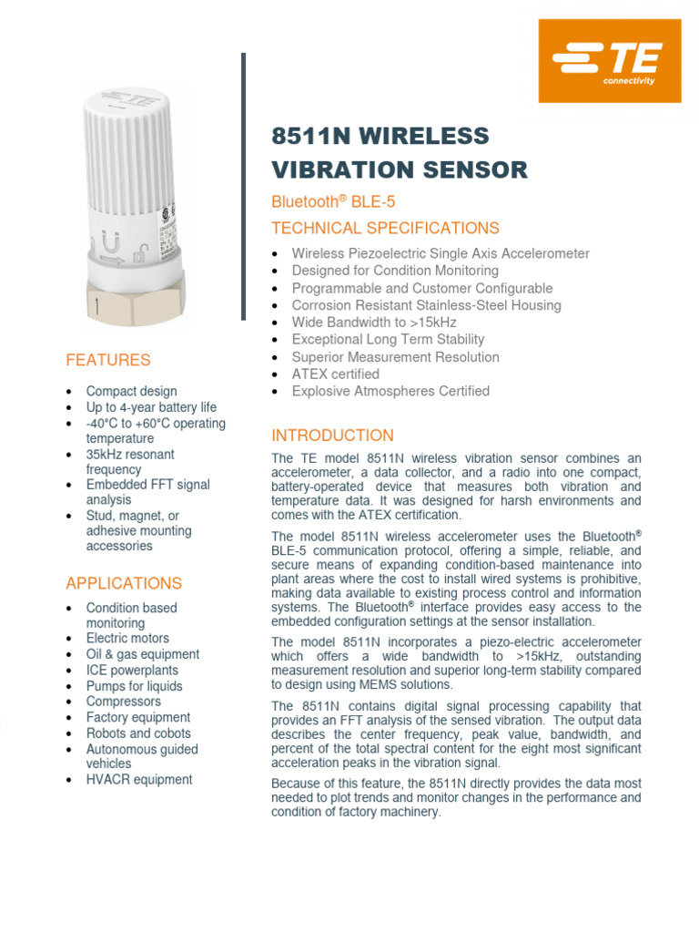 200g ENG - DS - 8511N - A2 Wireless Sensor | PDF | Bluetooth | Computer Engineering