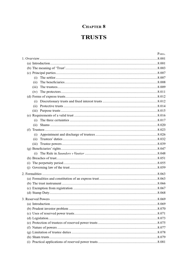 Chapter 8 TRUSTS | PDF | Trustee | Fiduciary