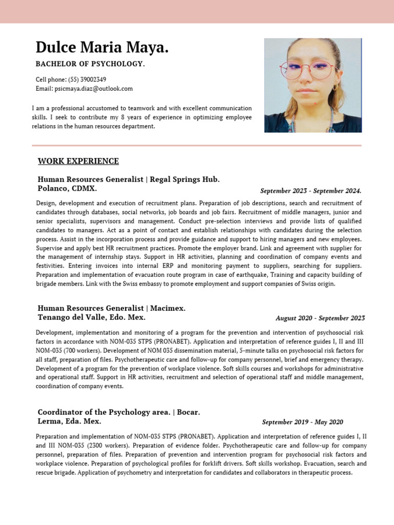 1.-CV Dulce Maria Maya | PDF | Recruitment | Human Resources