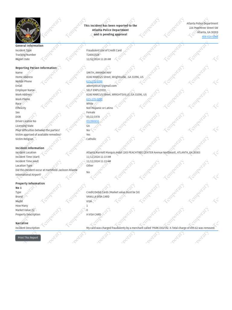 Atlanta Credit Card Fraud Report | PDF | Atlanta | Payments