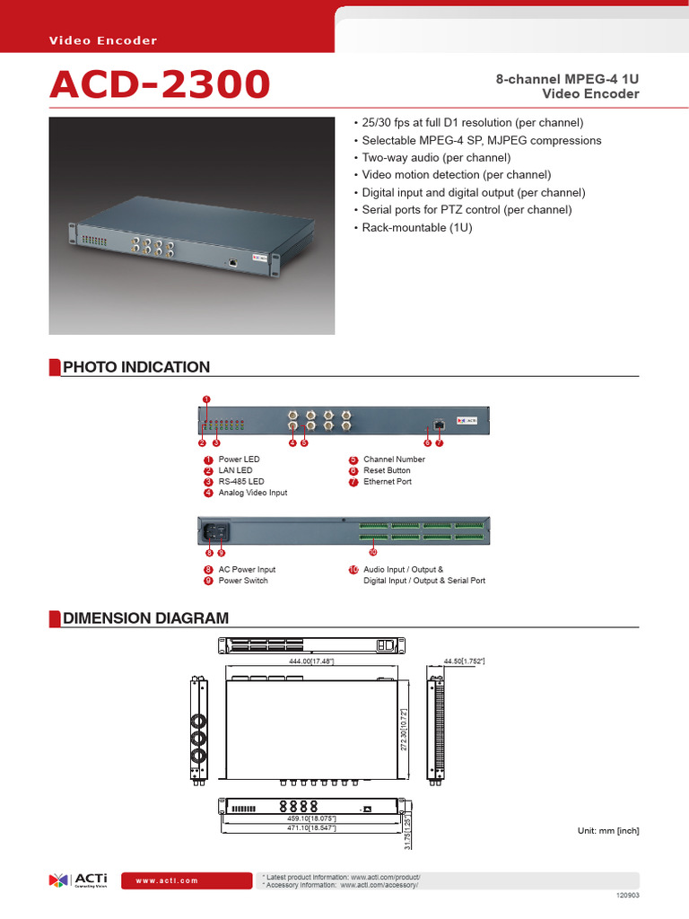 ACD-2300 Datasheet 20120903 | PDF | Video | Computer Network