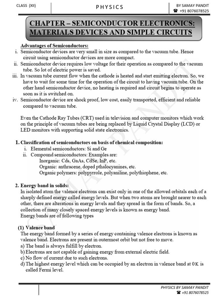 Advantages of Semiconductors Explained | PDF | P–N Junction | Doping (Semiconductor)