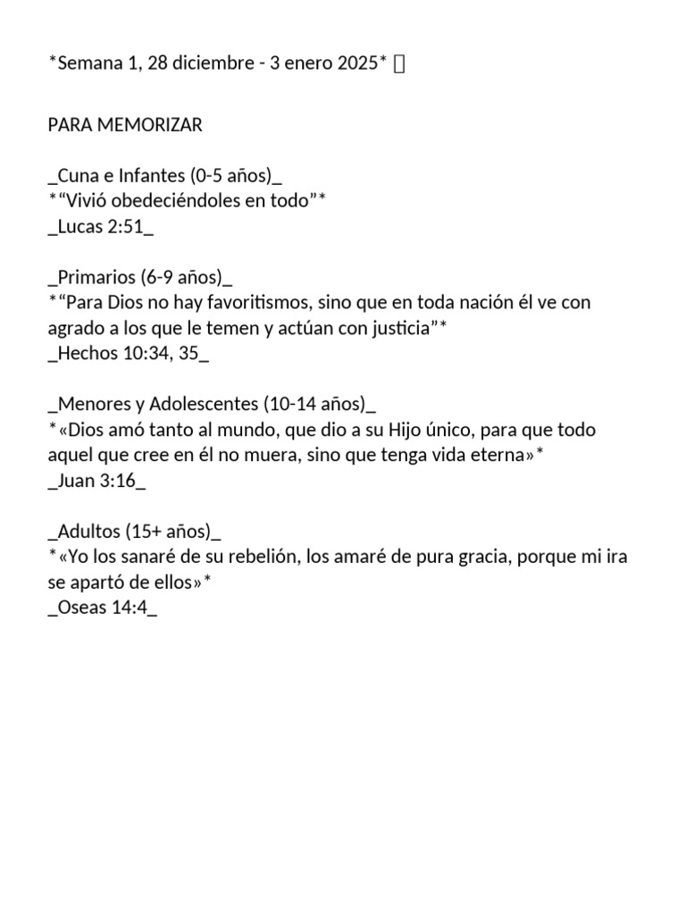 Versículos de memoria para whatsaap - 1T 2025 | PDF | Amor | Concepciones de dios