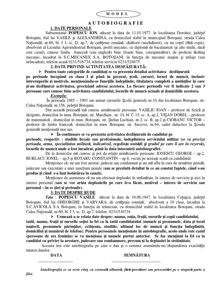 Autobiografie Model. | PDF