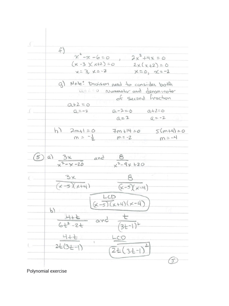 Polynomials Exercise-#2a | PDF