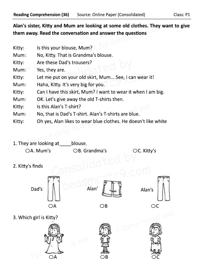 36-40 P1 English Reading Comprehension | PDF