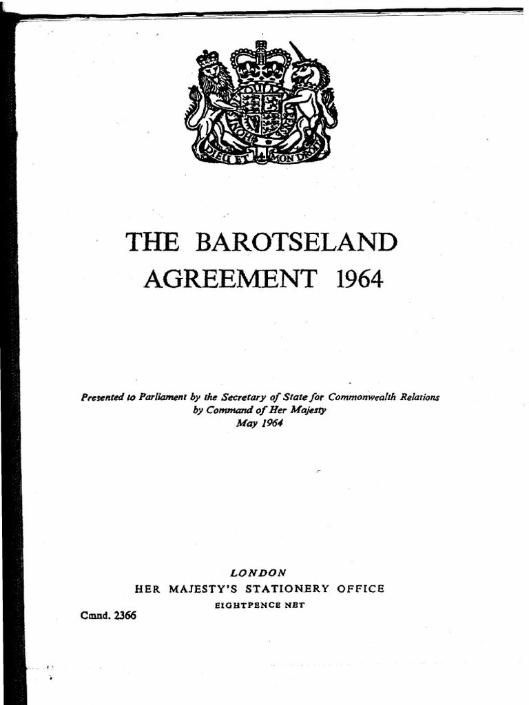 Copy Original Barotseland Agreement 1964 | PDF