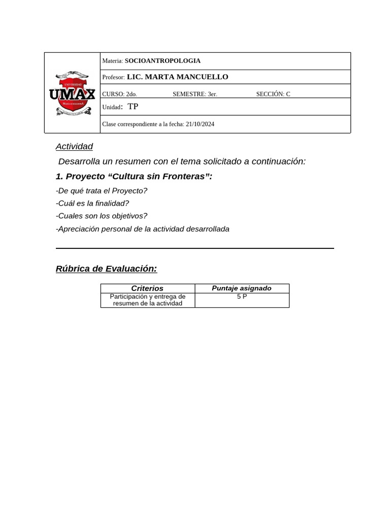 Tarea - Socioantropologia - Secc. C | PDF