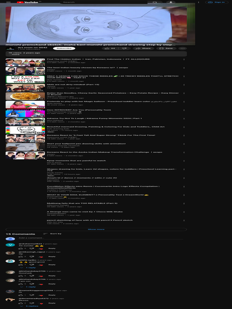 Munshi Premchand Sketch. Maha Kavi Munshi Premchand Drawing Step by ...