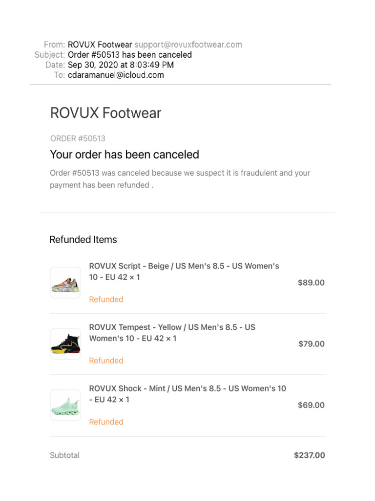 Order #50513 Has Been Canceled | PDF