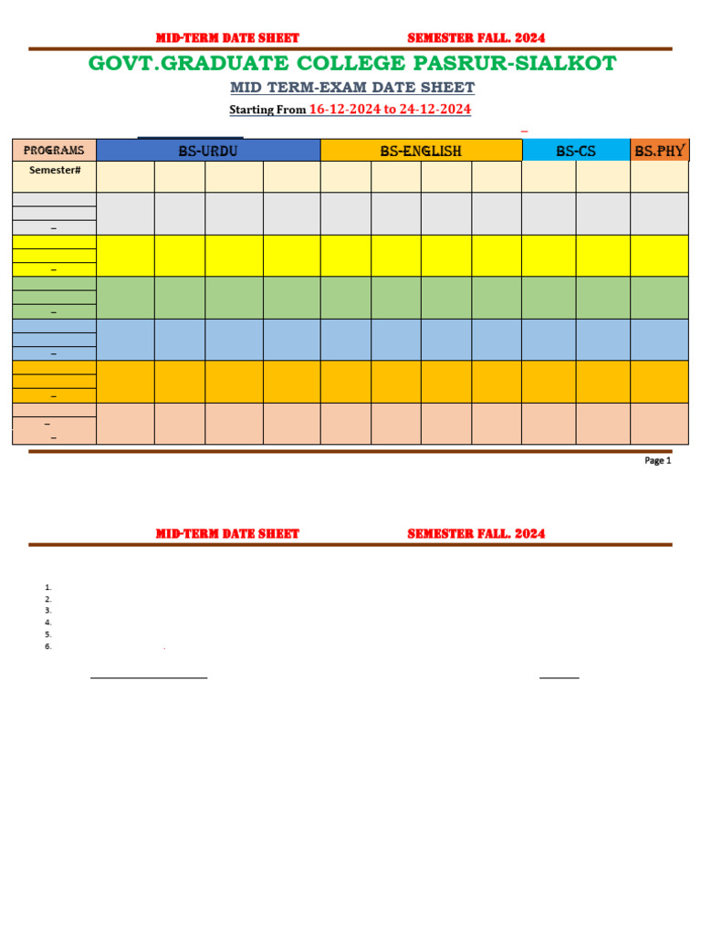 Mid Term First Session 2024-1 | PDF | Academic Term