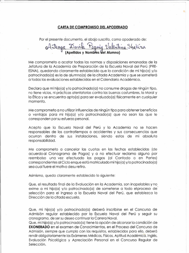 Carta de Compromiso Del Apoderado - PDF - 0001 | PDF
