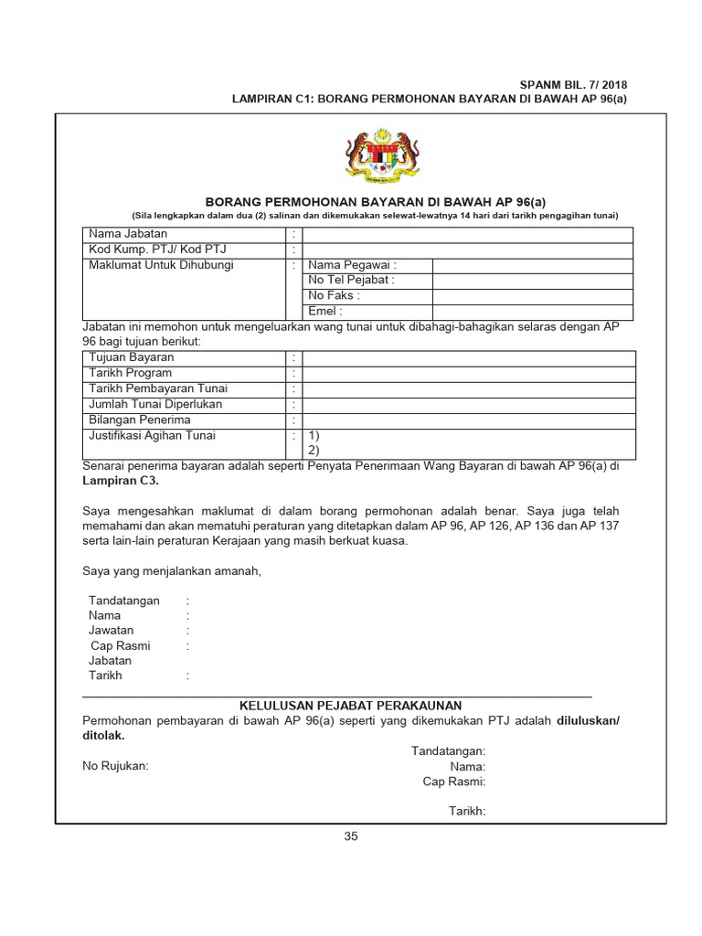 Lampiran C1 - Borang Permohonan AP96 | PDF