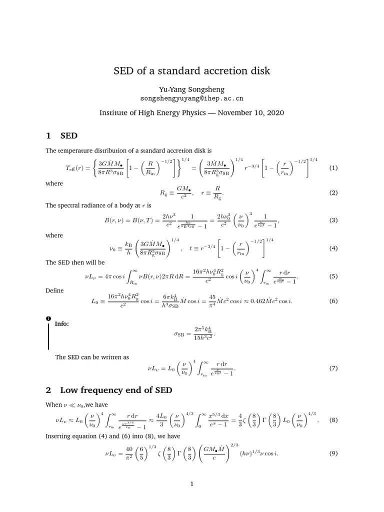 SED of A Standard Accretion Disk | PDF