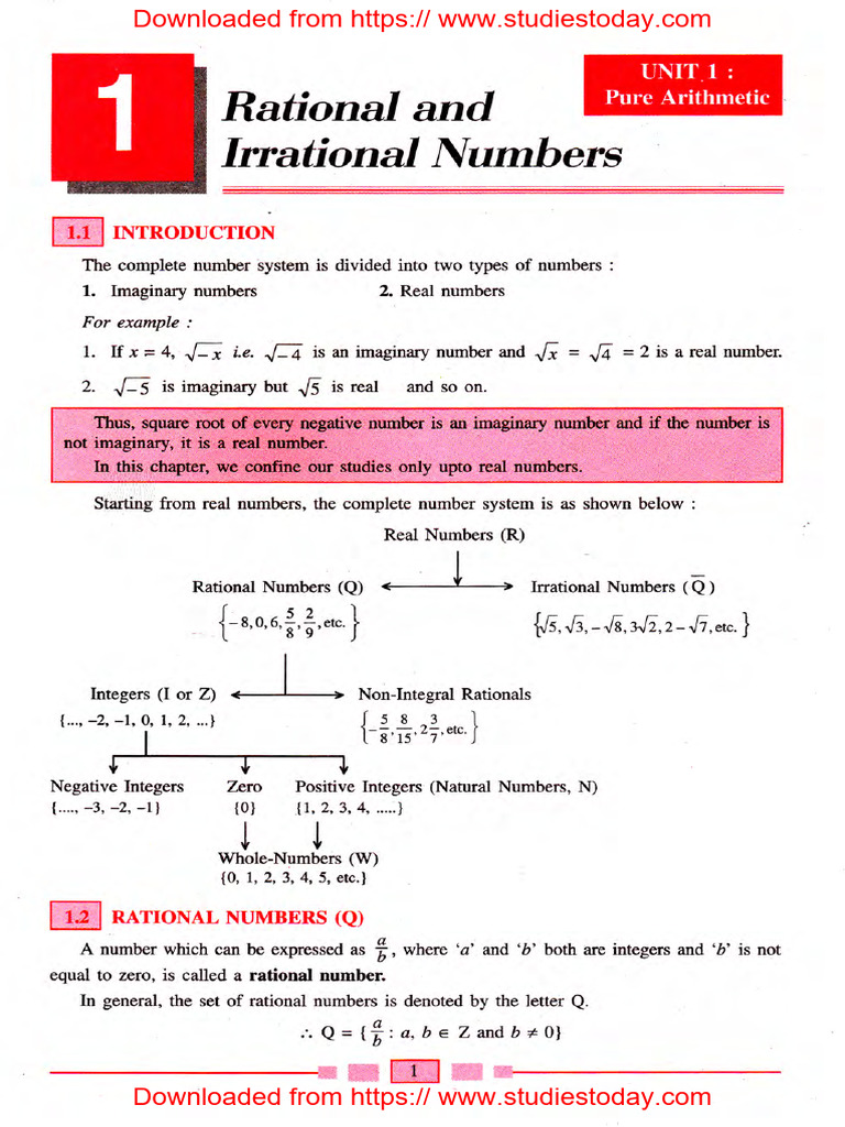 ICSE Class 9 Maths Chapter 01 Rational and Irrational Numbers | PDF