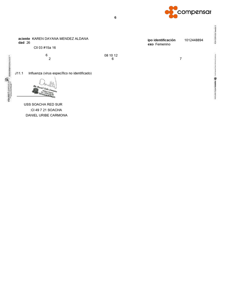 Compensar Soacha Influenza | PDF