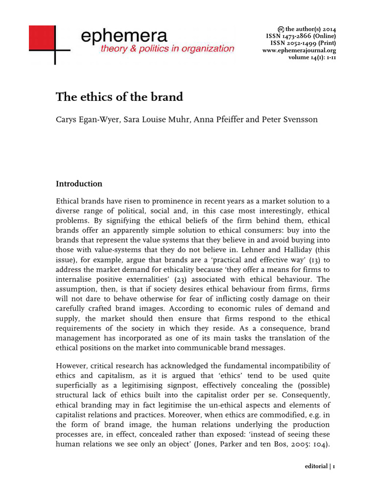 Ethics in Branding: A Critical Analysis | PDF | Brand | Capitalism