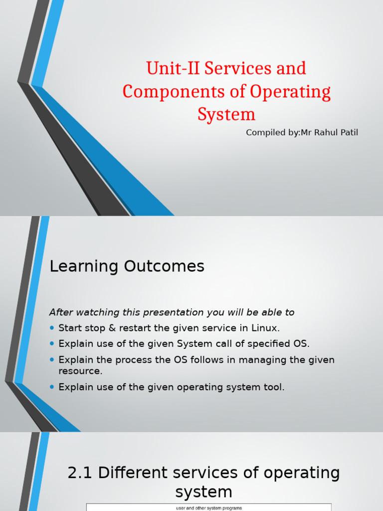 Unit-II Services and Components of Operating System | PDF | Operating ...