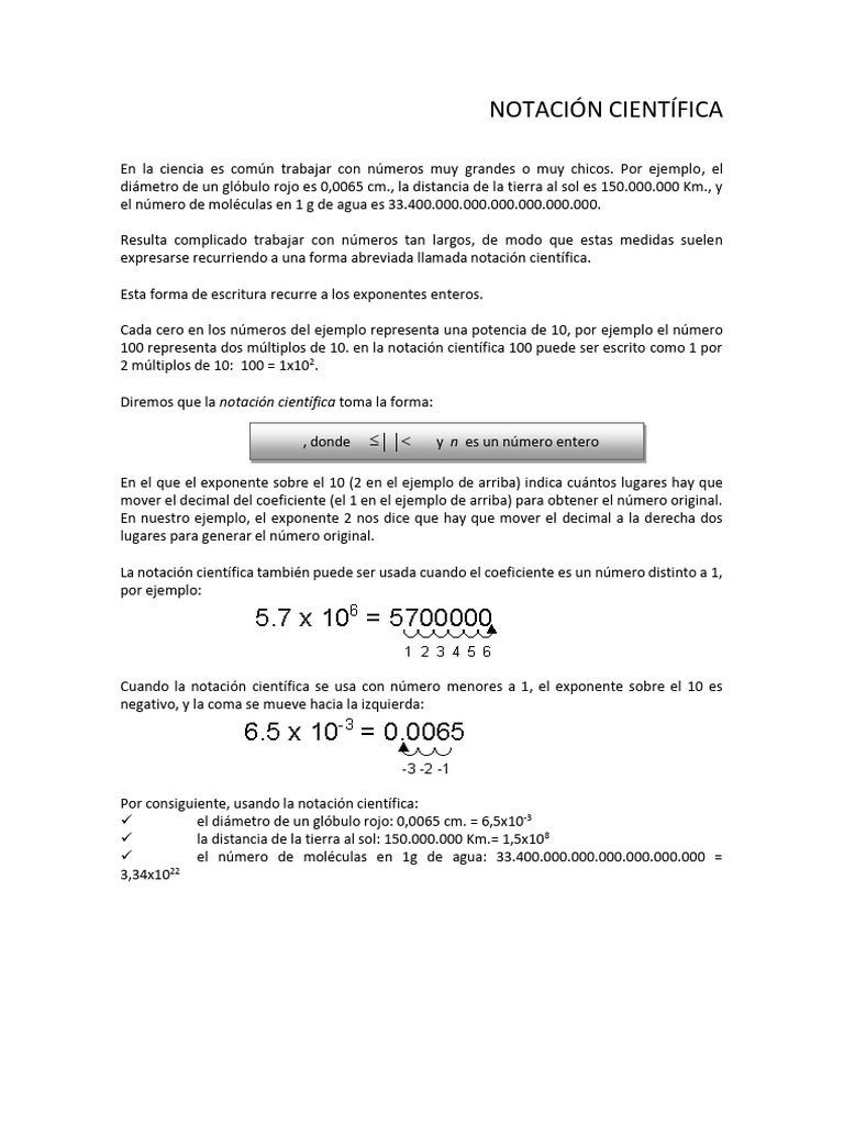 NOTACION CIENTIFICA Apunte Teorico Complementario Modulo 1 | PDF