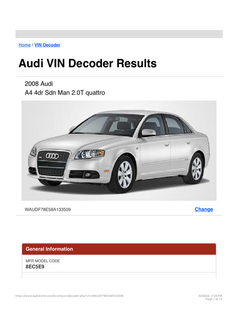 Audi a4 Sline Full Spec Sheet | PDF | Seat Belt | Airbag