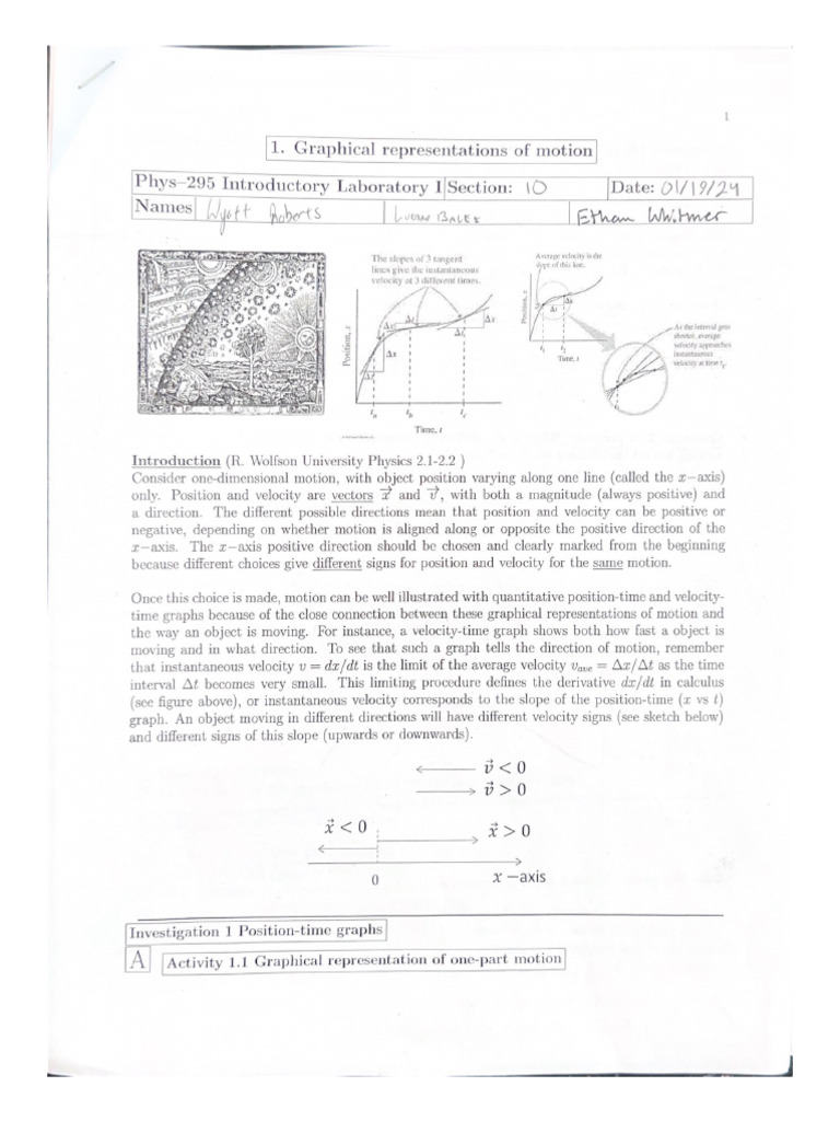 Graphical Representations of Motion | PDF