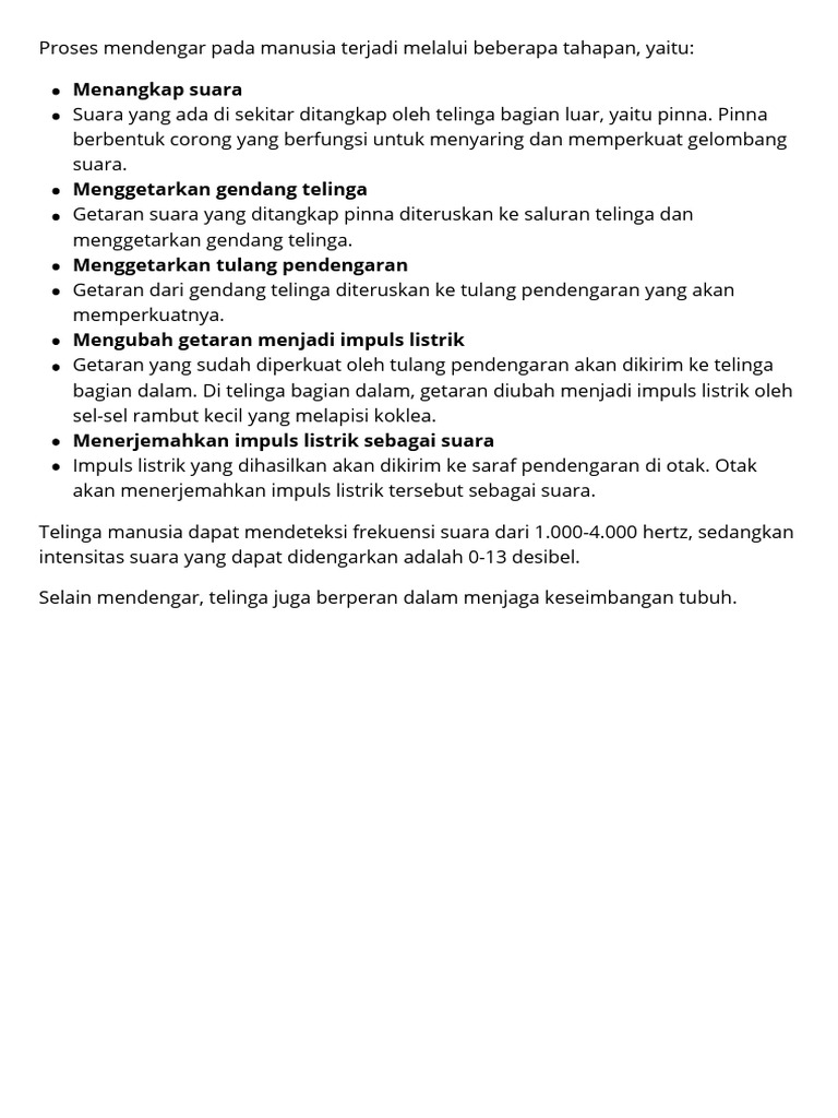 Proses Mendengar pada Manusia | PDF