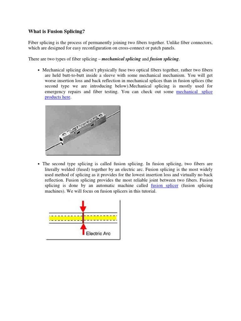 What Is Fusion Splicing?: Mechanical Splice Products Here | PDF ...