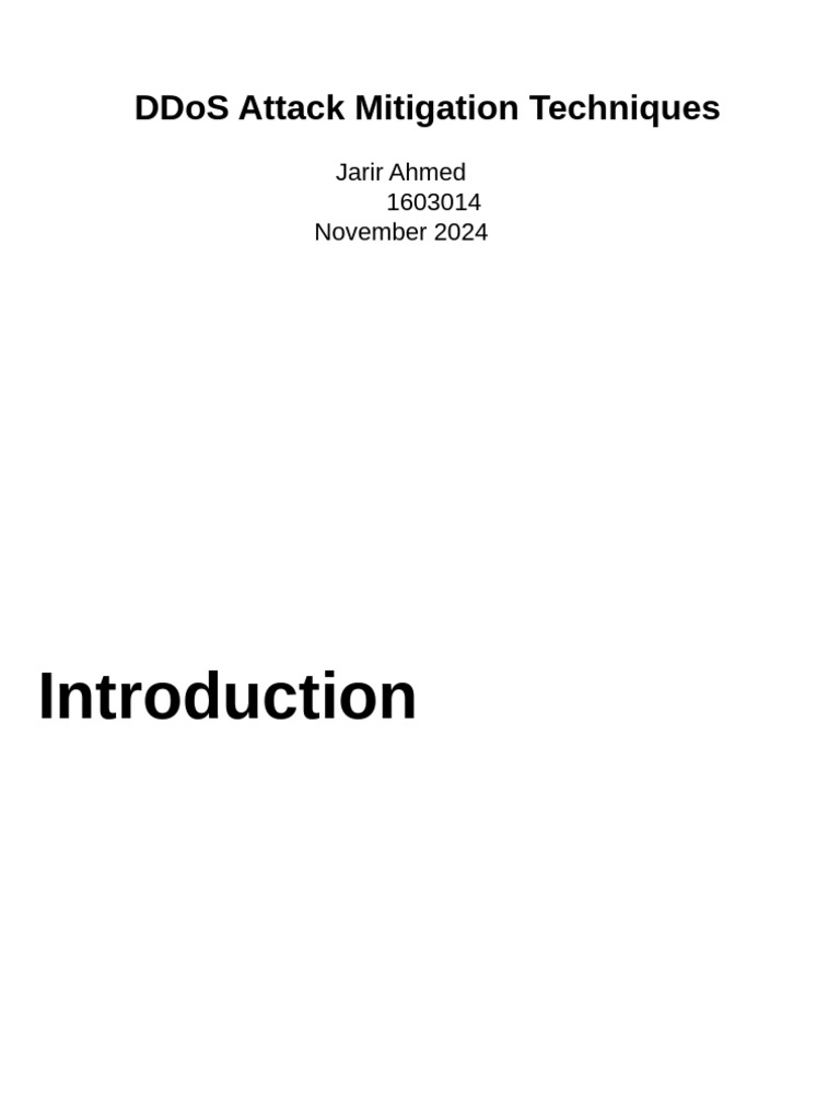 DDOS Attack Mitigation Techniques | PDF | Denial Of Service Attack | Security