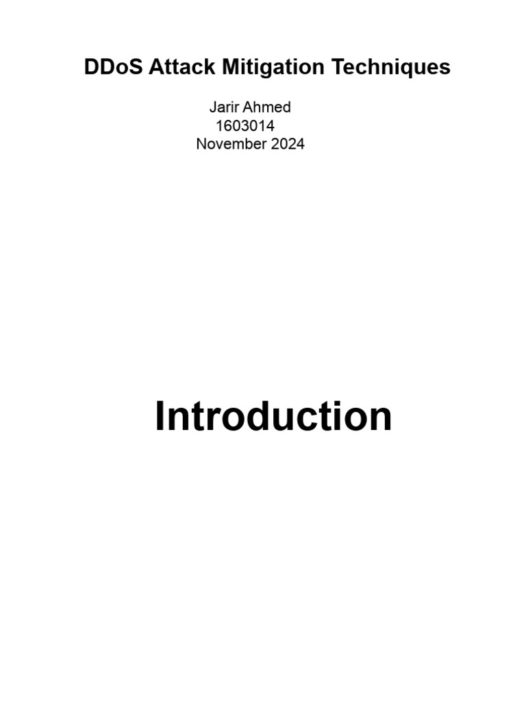 DDOS Attack Mitigation Techniques - 1st - Seminar - CSE4206 | PDF | Denial Of Service Attack ...
